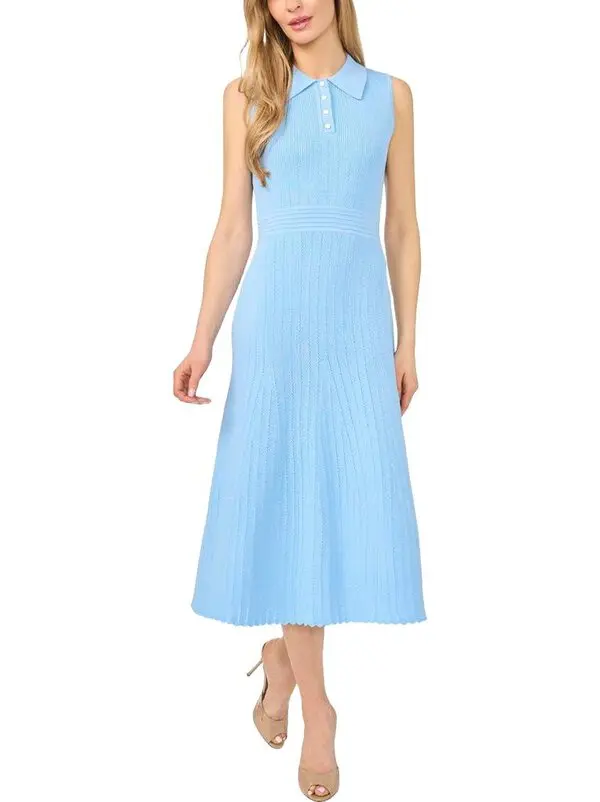 Ted Baker London Harley Rib Pointelle Polo Midi Dress - Sugar Blue