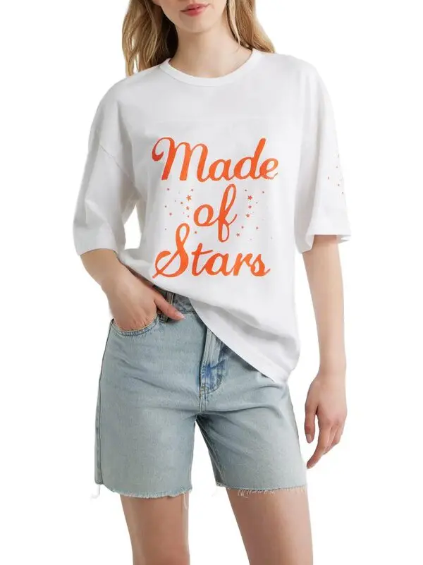 Junk Food Made Of Stars' Graphic Cotton T-shirt - Vintage White