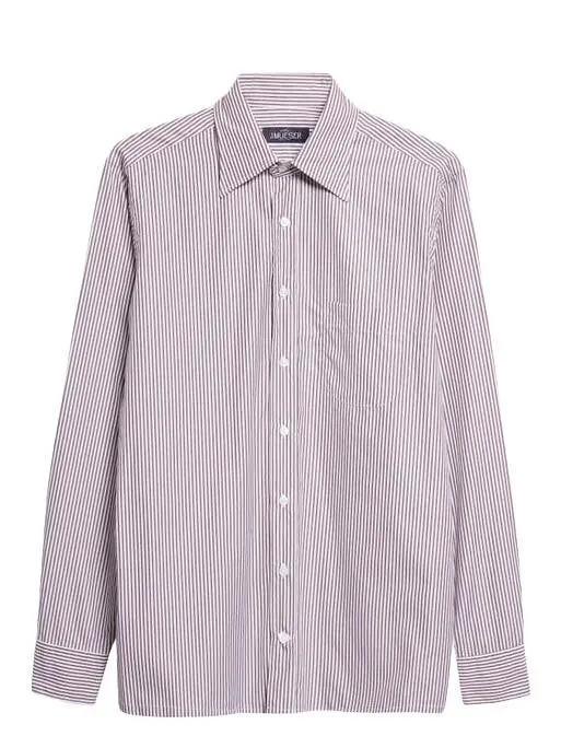 J. MUESER Carter Stripe Button-up Shirt - Brown Stripe