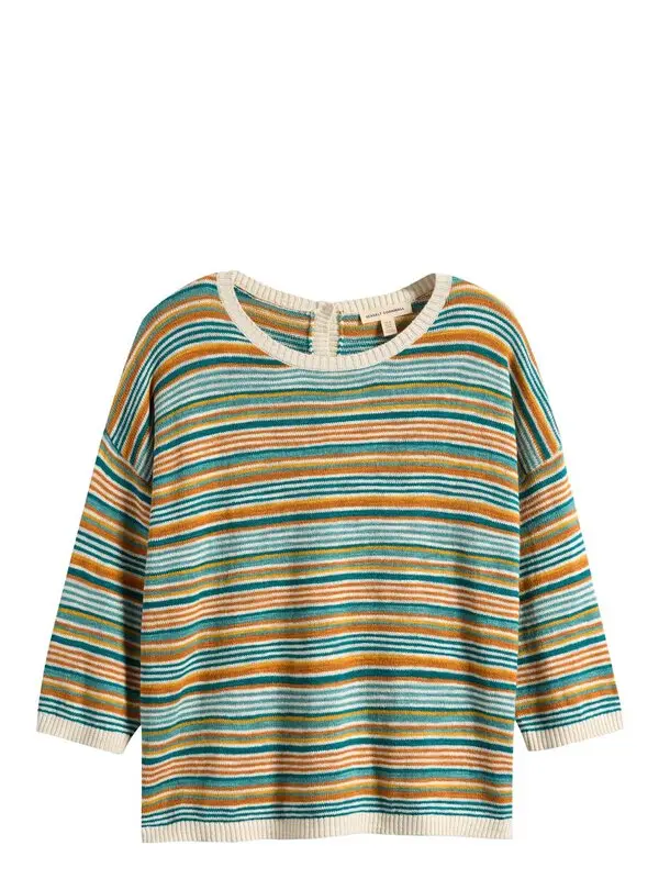 SEASALT CORNWALL Striped Cotton & Linen Sweater - Dittany Amber Multi