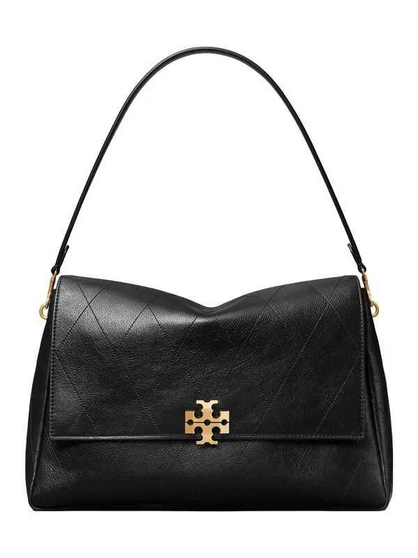 Tory Burch Large Charlie Leather Shoulder Bag - Black
