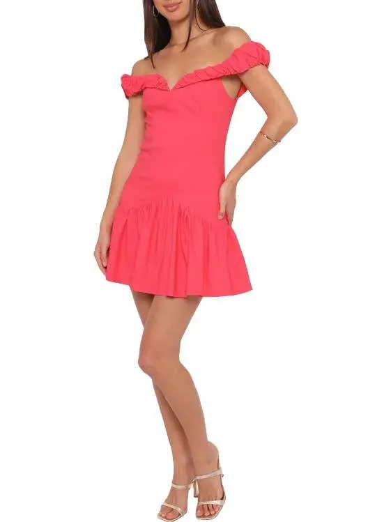PETAL & PUP Off-the-shoulder Ruffled Minidress - Berry