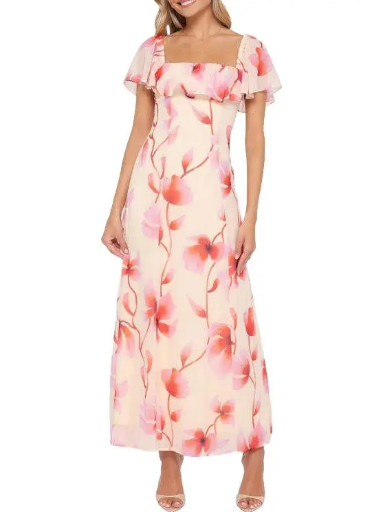 PETAL & PUP Floral Square Neck Maxi Dress - Pink Floral