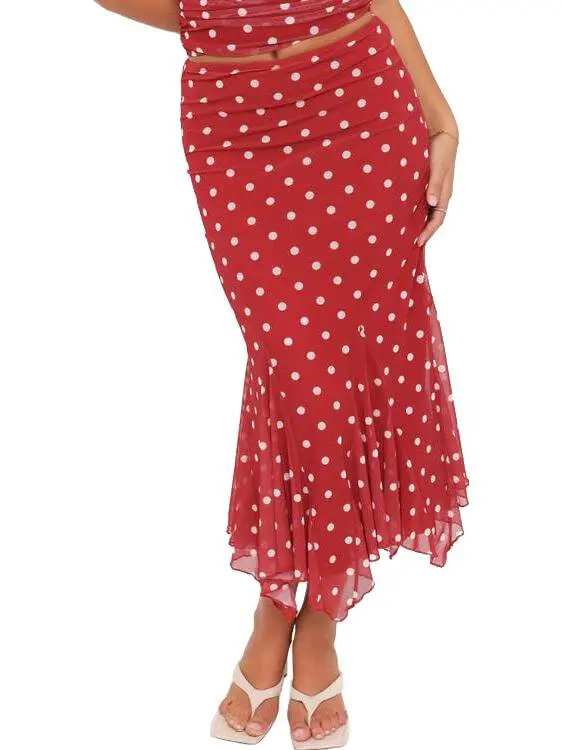 PETAL & PUP Tullia Polka Dot Mesh Skirt - Red Polka Dot