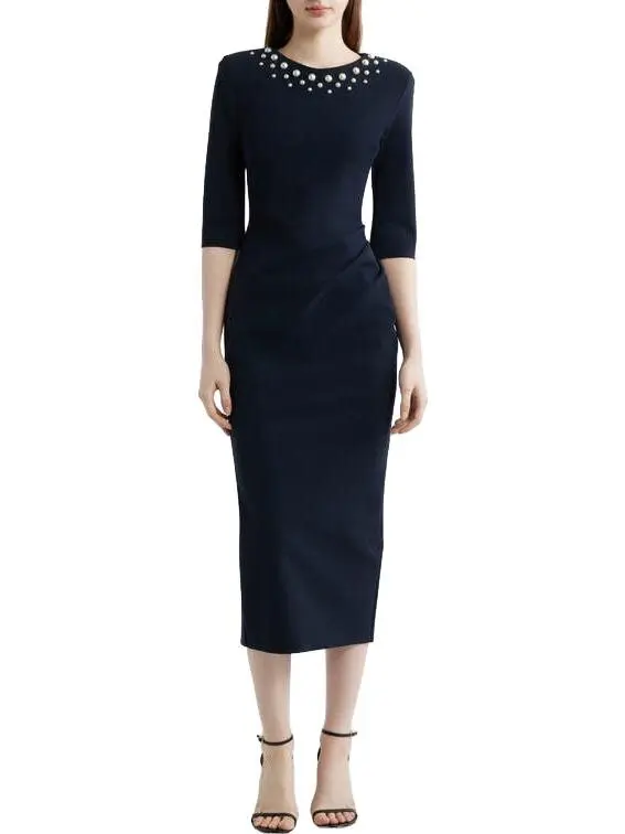 Chiara Boni La Petite Robe Embellished Sheath Dress - 342 Dark Midnight