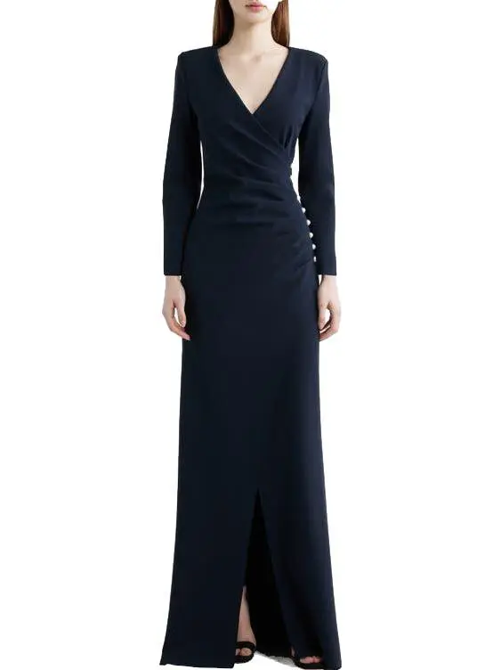 Chiara Boni La Petite Robe Faux Pearl Detail Gown - Dark Midnight