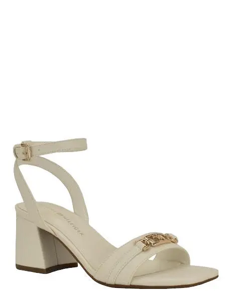 Tommy Hilfiger Raneen Ankle Strap Block Heel Sandal - Ivory