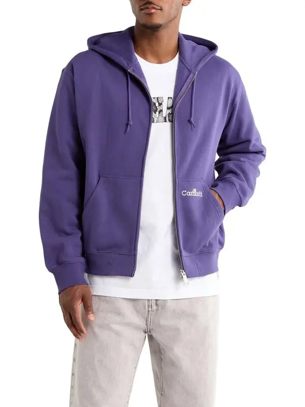 Carhartt Work In Progress Embroidered Logo Zip Hoodie - Calla