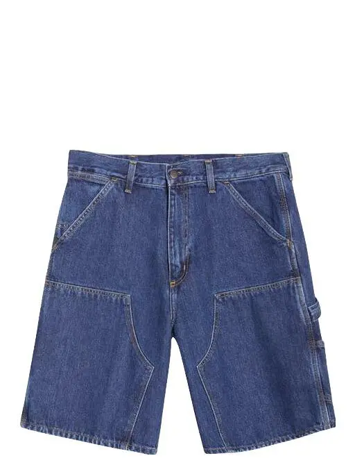 Carhartt Work In Progress Double Knee Denim Shorts - Blue (stone)