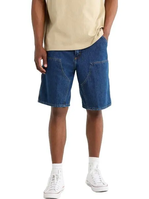 Carhartt Work In Progress Double Knee Denim Shorts - Blue (stone)
