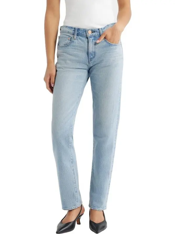 Moussy Vintage Coventry Slim Straight Leg Jeans - Light Blue