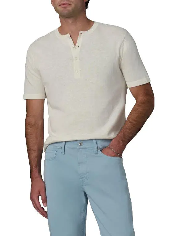 Joe's Jeans Short Sleeve Cotton Blend Henley - Egret