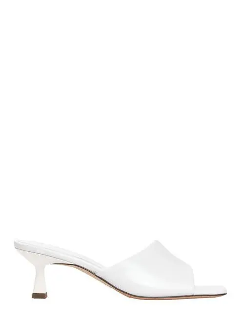 Sandro Metallic Leather Heeled Mules - White