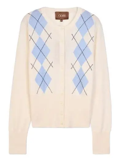 Gobi Cashmere Argyle Cardigan - Coconut-milk
