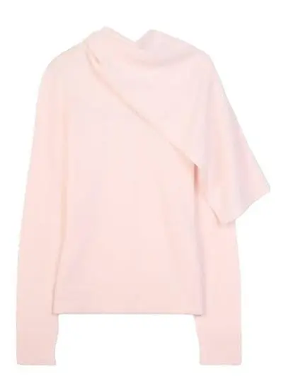 Gobi Cashmere 100% Mongolian Cashmere Sweater With Draped Scarf - Peach-blush