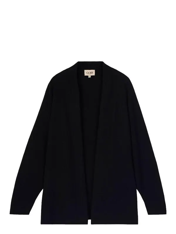 Gobi Cashmere Open-front Cardigan With Batwing Sleeves - Black