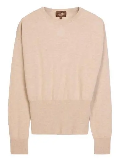 Gobi Cashmere Cinched Waist Sweater With Embroidered Logo - Beige