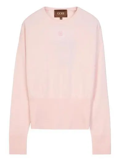 Gobi Cashmere Cinched Waist Sweater With Embroidered Logo - Peach-blush