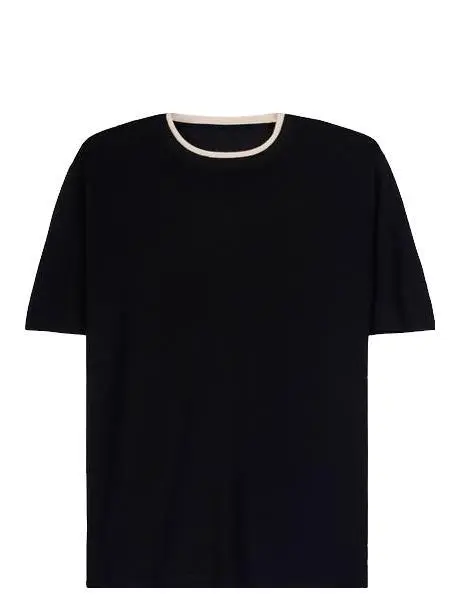 Gobi Cashmere Cashmere Silk Double-collar T-shirt - Black