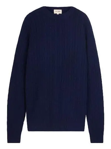 Gobi Cashmere Cable-knit Crewneck Sweater - Navy
