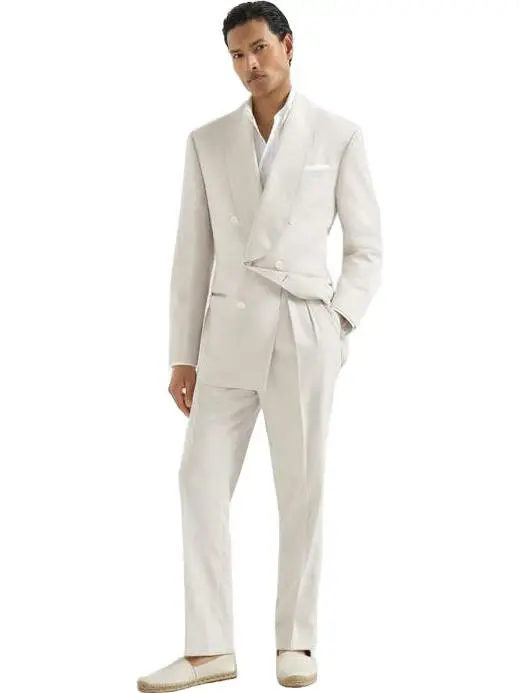 Brunello Cucinelli Délavé Silk Twill Tuxedo With One-and-a-half Breasted Blazer With Shawl Lapel And Trousers With Double Pleats - Panama