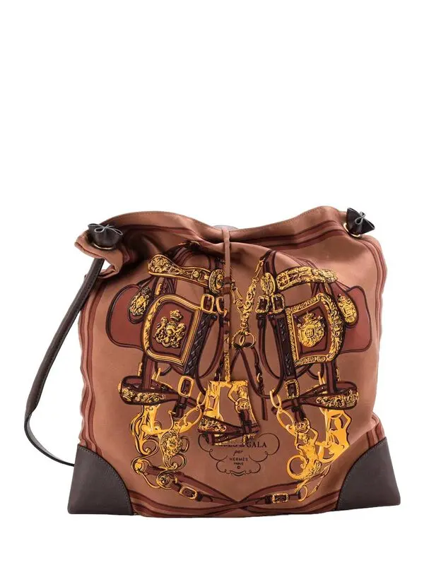 Hermès Silky City Bag Printed Silk And Leather Pm - Brown