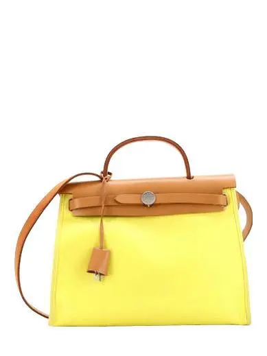Hermès Herbag Zip Berline Vache Canvas And Leather 31 - Yellow