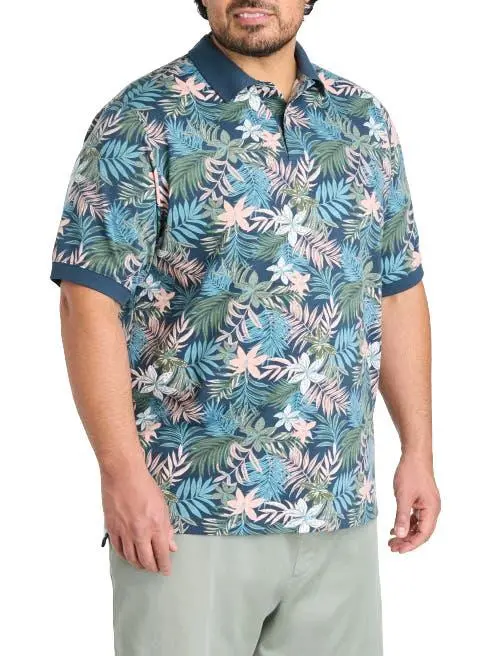 HARBOR BAY BY DXL Big & Tall Tropical Print Polo Shirt - Big Dipper
