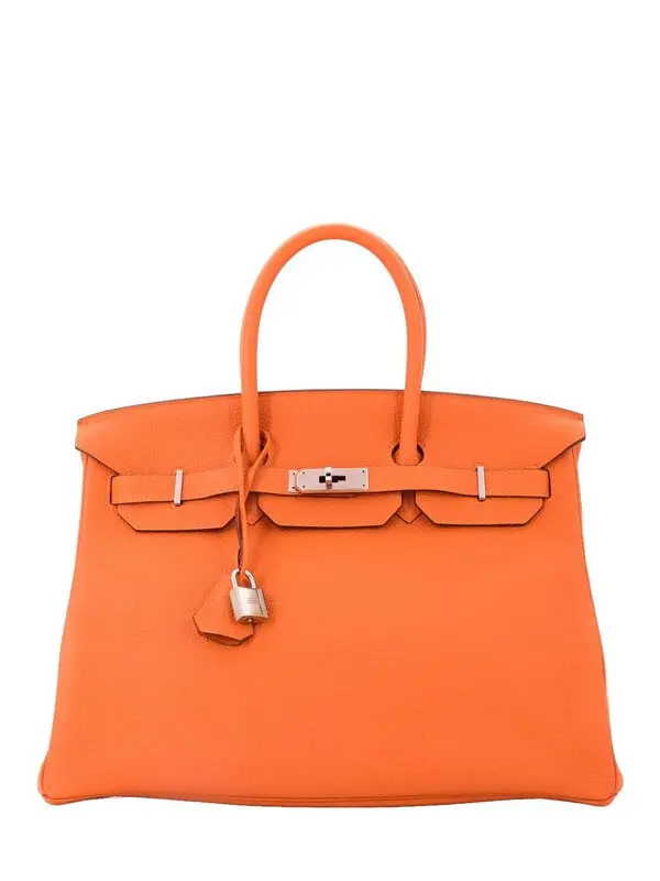Hermès Birkin Handbag Orange Togo With Palladium Hardware 35 - Feu