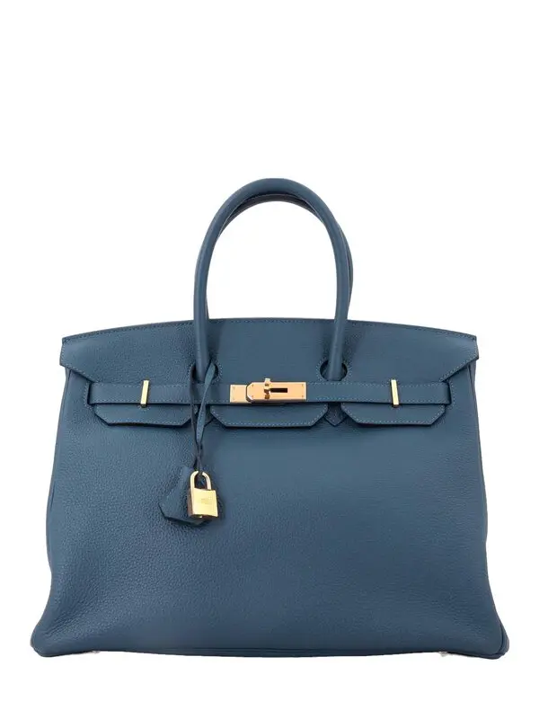 Hermès Birkin Handbag Blue Togo With Gold Hardware 35 - Colvert