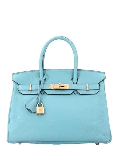 Hermès Birkin Handbag Clemence With Gold Hardware 30 - Blue