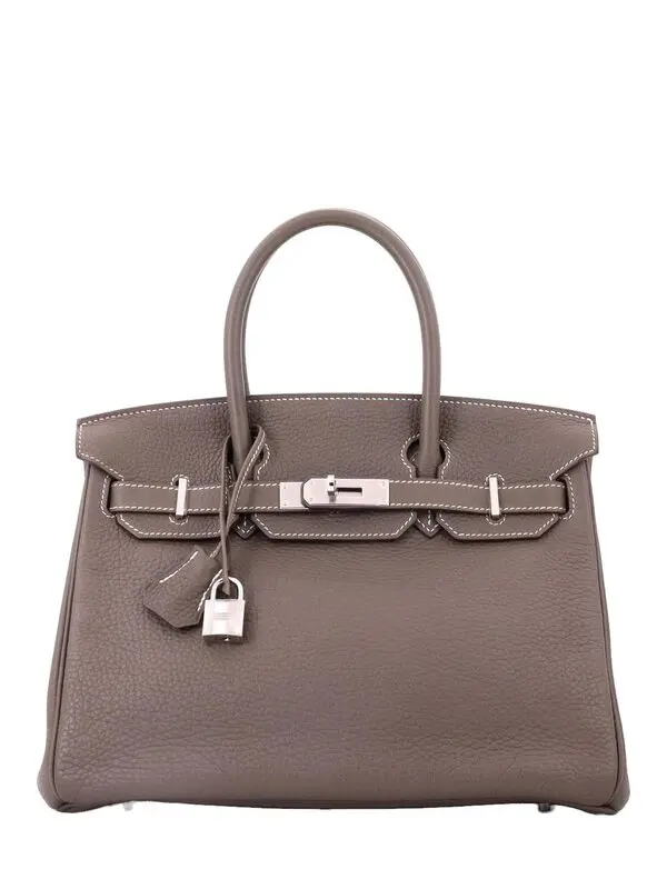 Hermès Birkin Handbag Grey Clemence With Palladium Hardware 30 - Etoupe