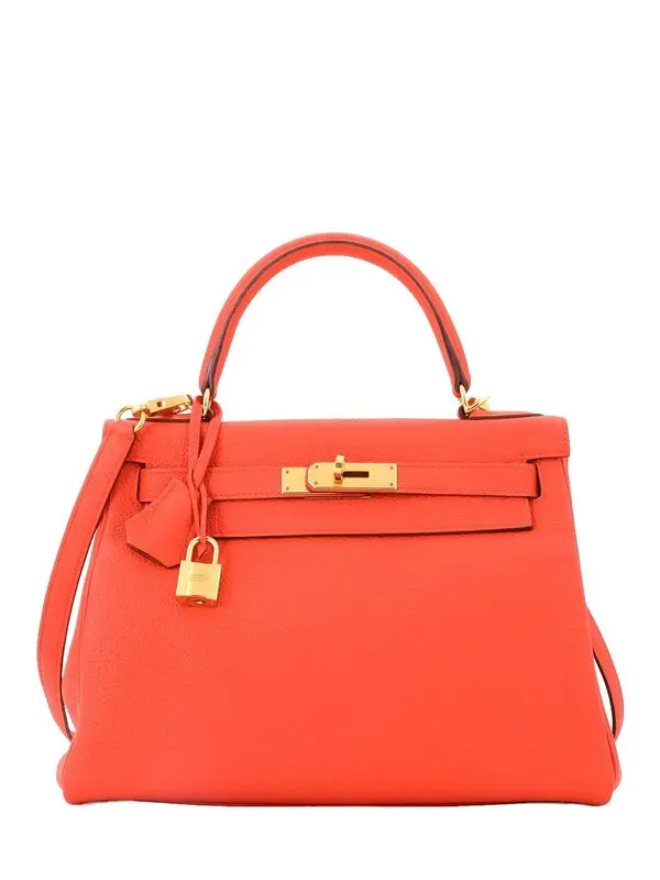 Hermès Kelly Handbag Orange Togo With Gold Hardware 28 - Capucine