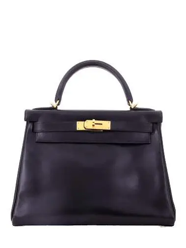 Hermès Kelly Handbag Box Calf With Gold Hardware 28 - Black