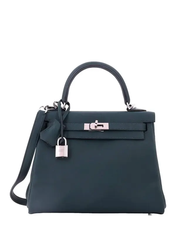 Hermès Kelly Handbag Green Swift With Palladium Hardware 25 - Vert Cypress