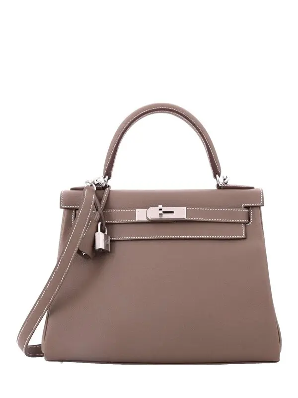 Hermès Kelly Handbag Grey Evercolor With Palladium Hardware 28 - Etoupe