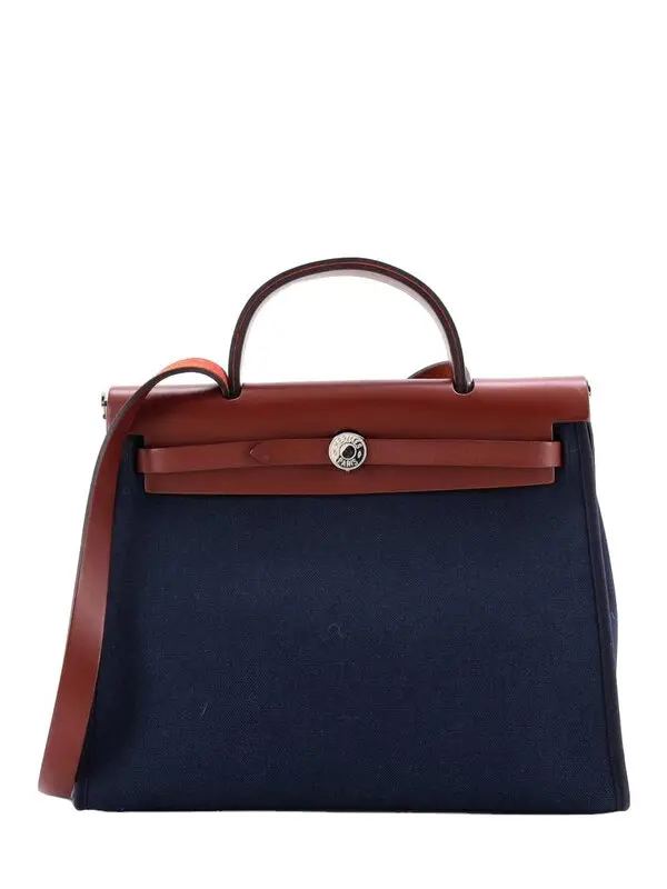 Hermès Herbag Zip Leather And Toile 31 - Bleu Nuit