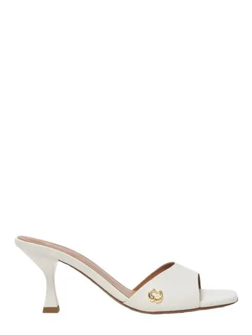 Maje Leather Mules With Gold Clover Logo - White