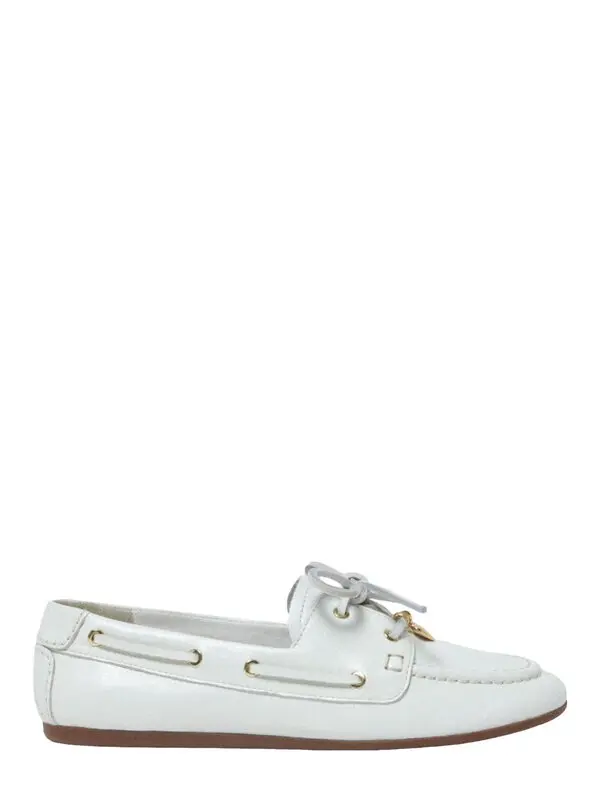 Maje Leather Boat Shoes With Gold Accents - White