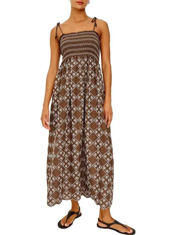 Rails Becca Floral Embroidered Maxi Dress - Cocoa Daisy Embroidery