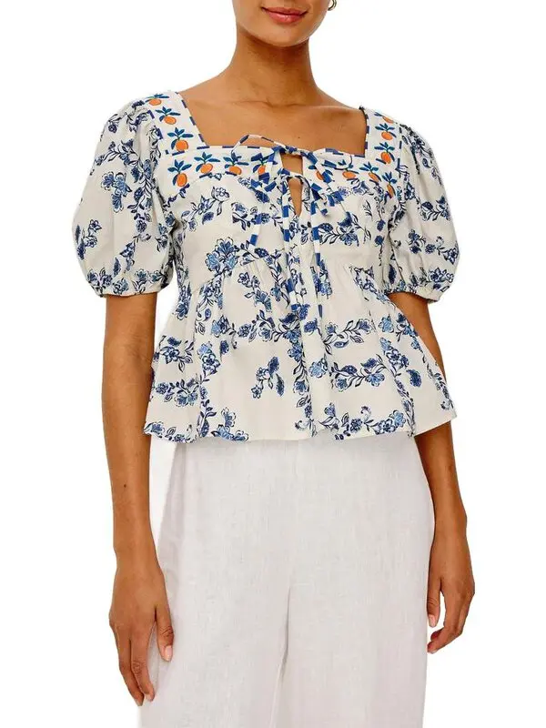 Rails Presley Floral Print Puff Sleeve Shirt - Ceramic Floral