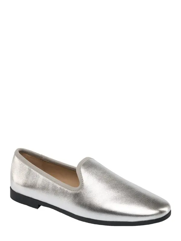 GRACE FOOTWEAR Vivian Leather Slip-on Loafer - Silver