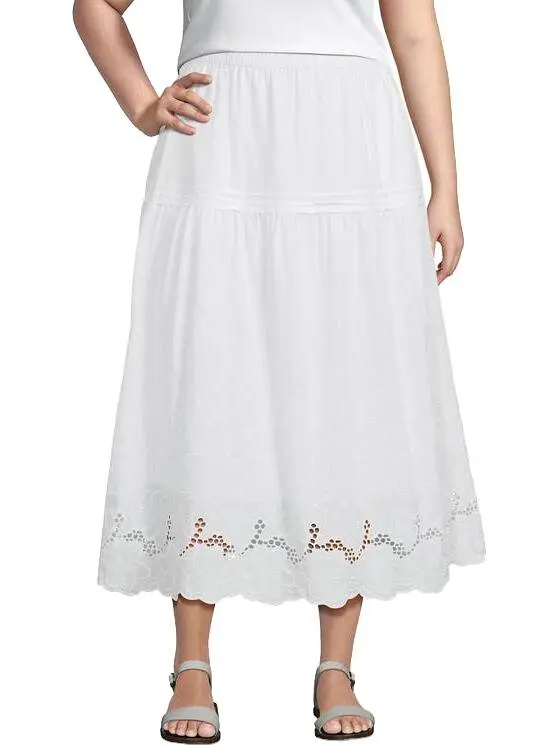 LANDS' END Voile Eyelet Maxi Skirt - White