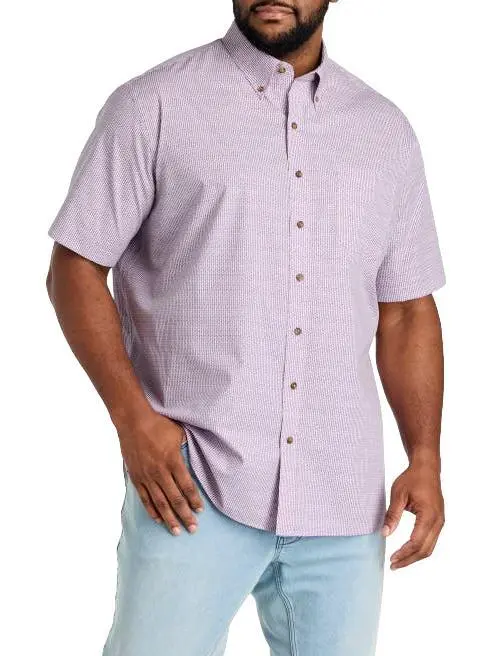 HARBOR BAY BY DXL Big & Tall Easy-care Geometric Print Sport Shirt V2 - Purple