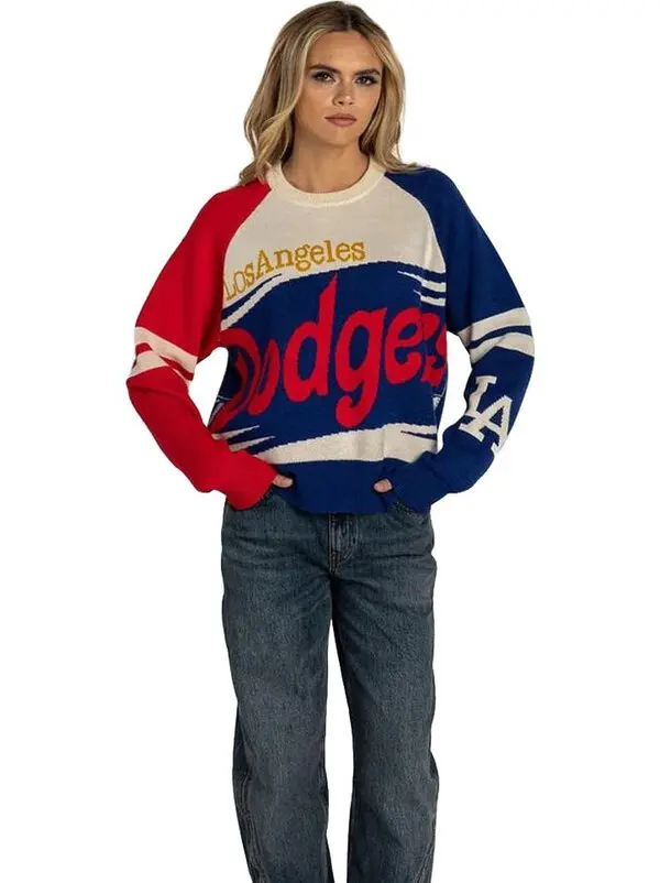 THE WILD COLLECTIVE Los Angeles Dodgers Boxy Jacquard Sweater - Royal