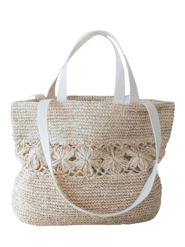 LIKHA Raffia Floral Weave Tote Bag - Natural