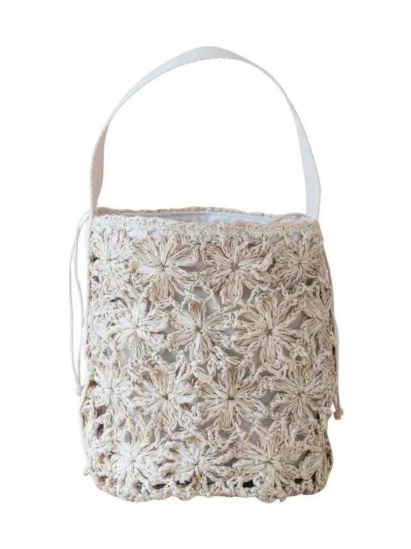 LIKHA Raffia Floral Weave Bucket Bag - Natural