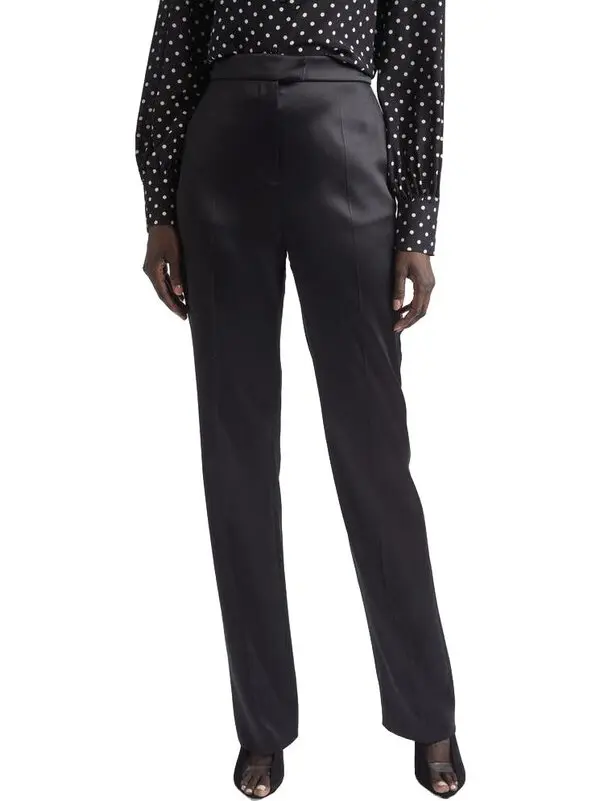 Valentino Garavani Tailored Double Duchessa Stretch Silk Pants - Black