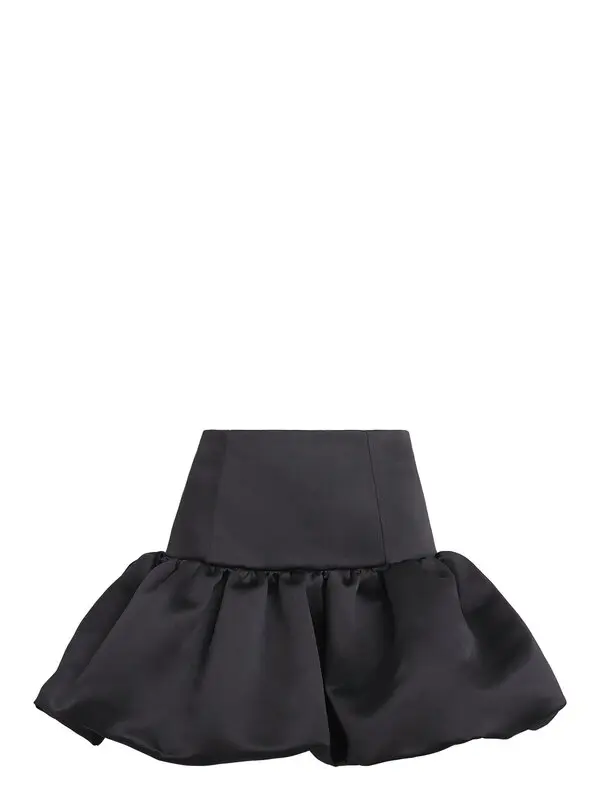 GANNI Satin Bubble Hem Mini Skirt - Black