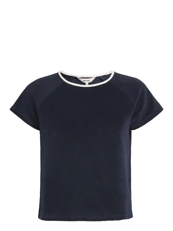 ME+EM Organic Cotton-blend Terry Baby Fit T-shirt - Navy